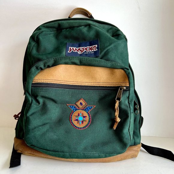 Jansport | Bags | Vintage Jansport Green Canvas Suede Leather ...